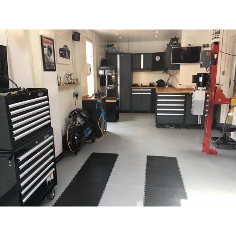 Garage Interior Pictures - Cabinets, Flooring, Wall Storage
