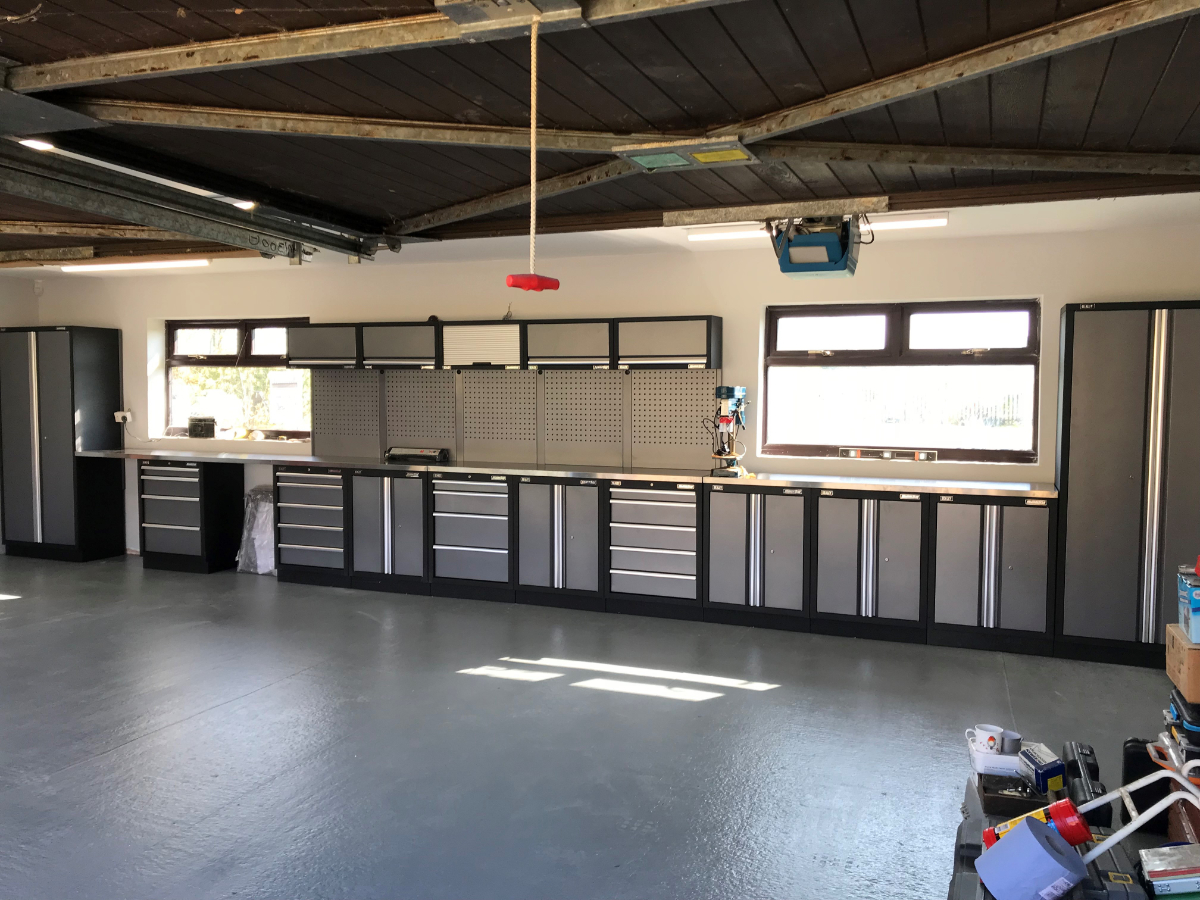 Garage Interior Pictures - Cabinets, Flooring, Wall Storage