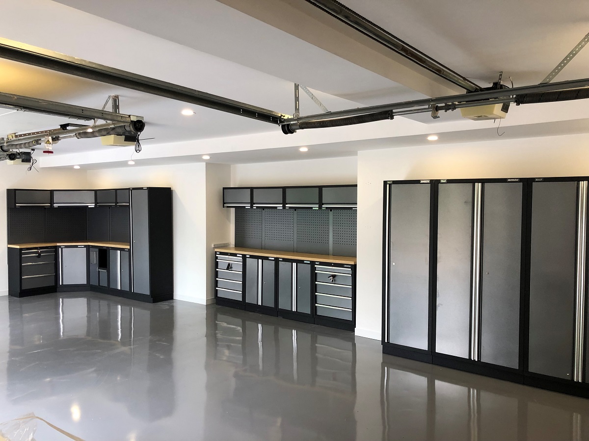 Garage Interior Pictures - Cabinets, Flooring, Wall Storage