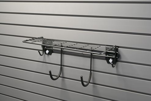 Garage Wall Storage System - Shelf with Hooks Black