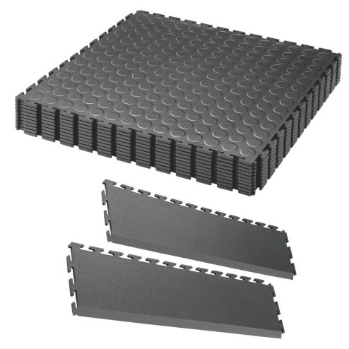 EvoTile Professional tile 7mm Raised Disk Texture In Graphite Double ...