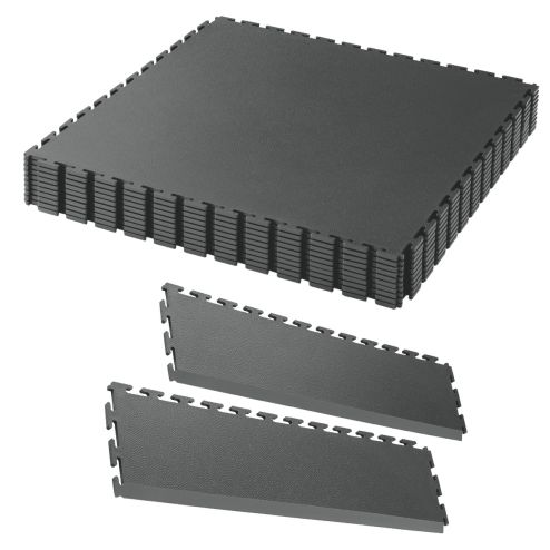 EvoTile Professional tile 7mm Smooth Texture In Graphite Double Garage ...