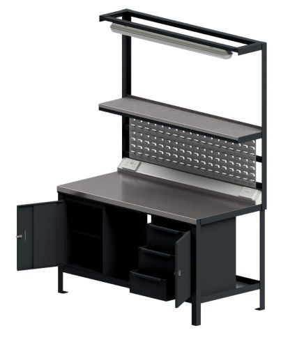 Workstation with galvanised worktop