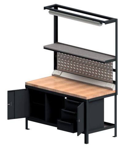 Workstation with wooden worktop
